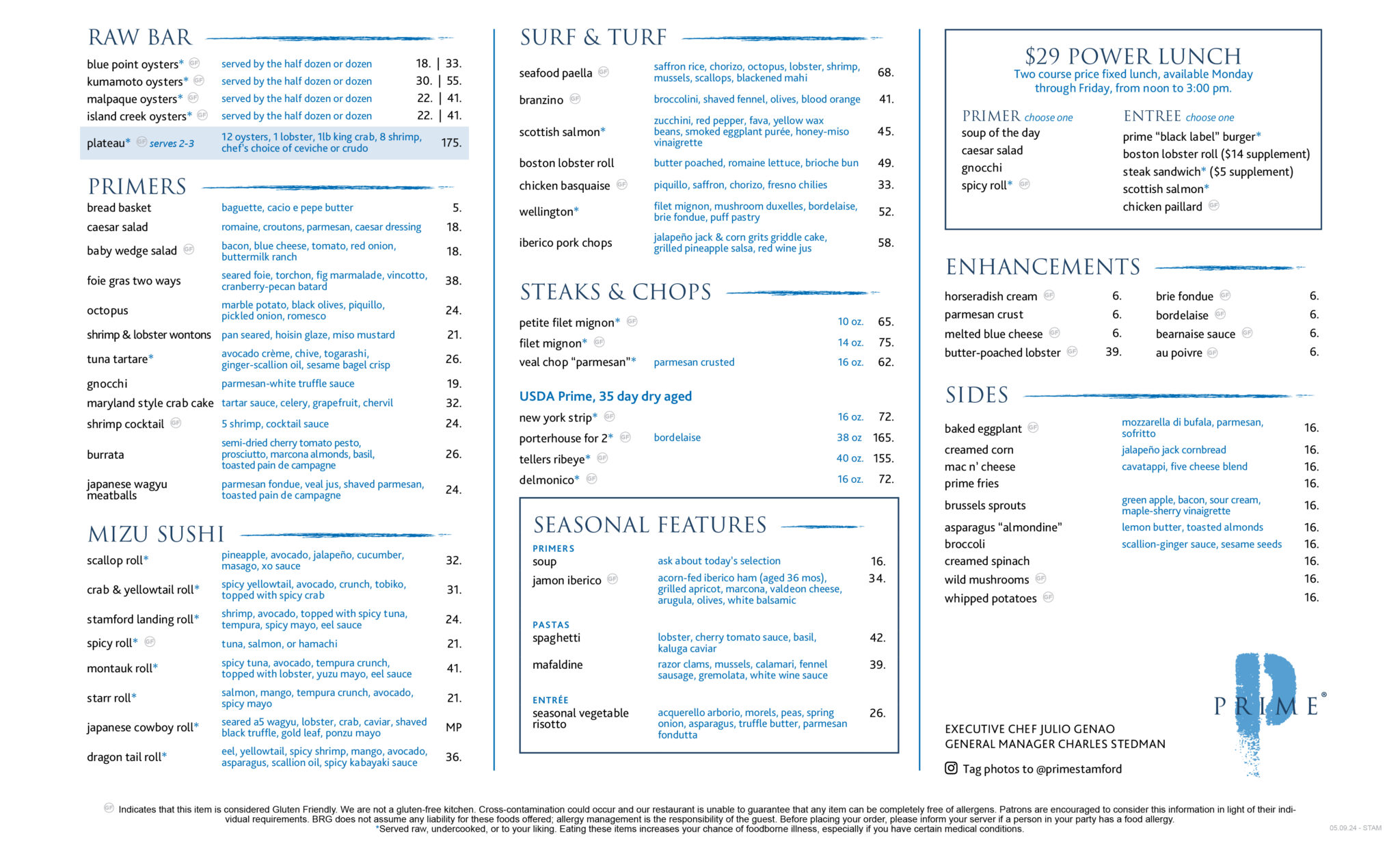 Menu | Prime: An American Kitchen & Bar | Fine Dining