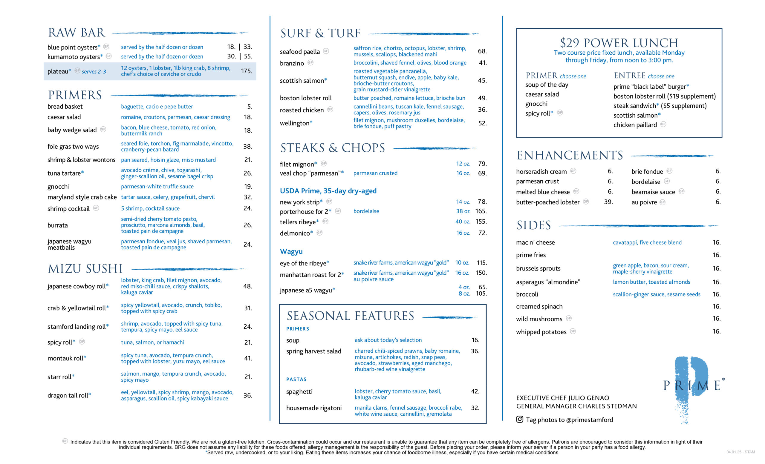 Daily Menu | Prime: An American Kitchen & Bar | Stamford, CT
