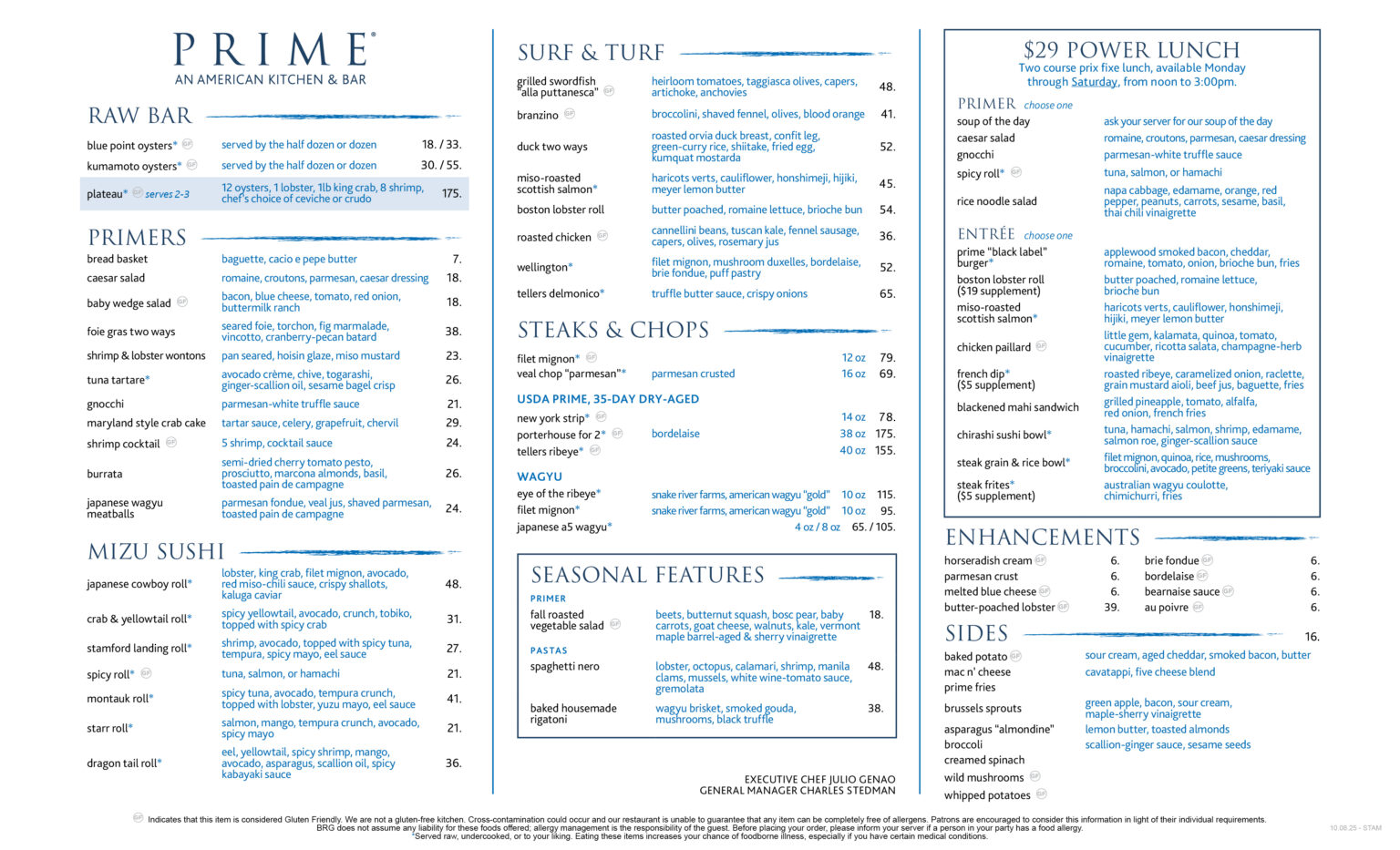 Daily Menu | Prime: An American Kitchen & Bar | Stamford, CT